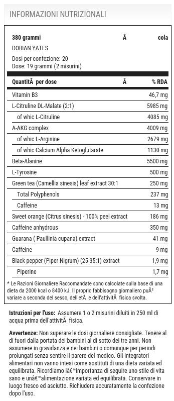 Blood and Guts Pre-Workout 380g Dorian Yates